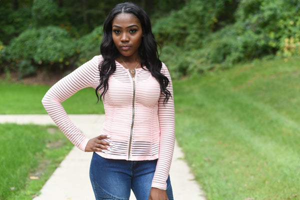 Pink Sheer Fashionable Jacket Shirt – The Diamond Boutique